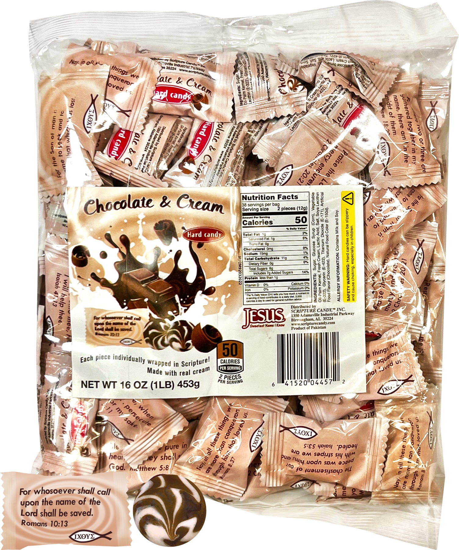 Chocolate & Cream Hard Candy 1 Pound Bag, 75 Pieces – Scripture Candy