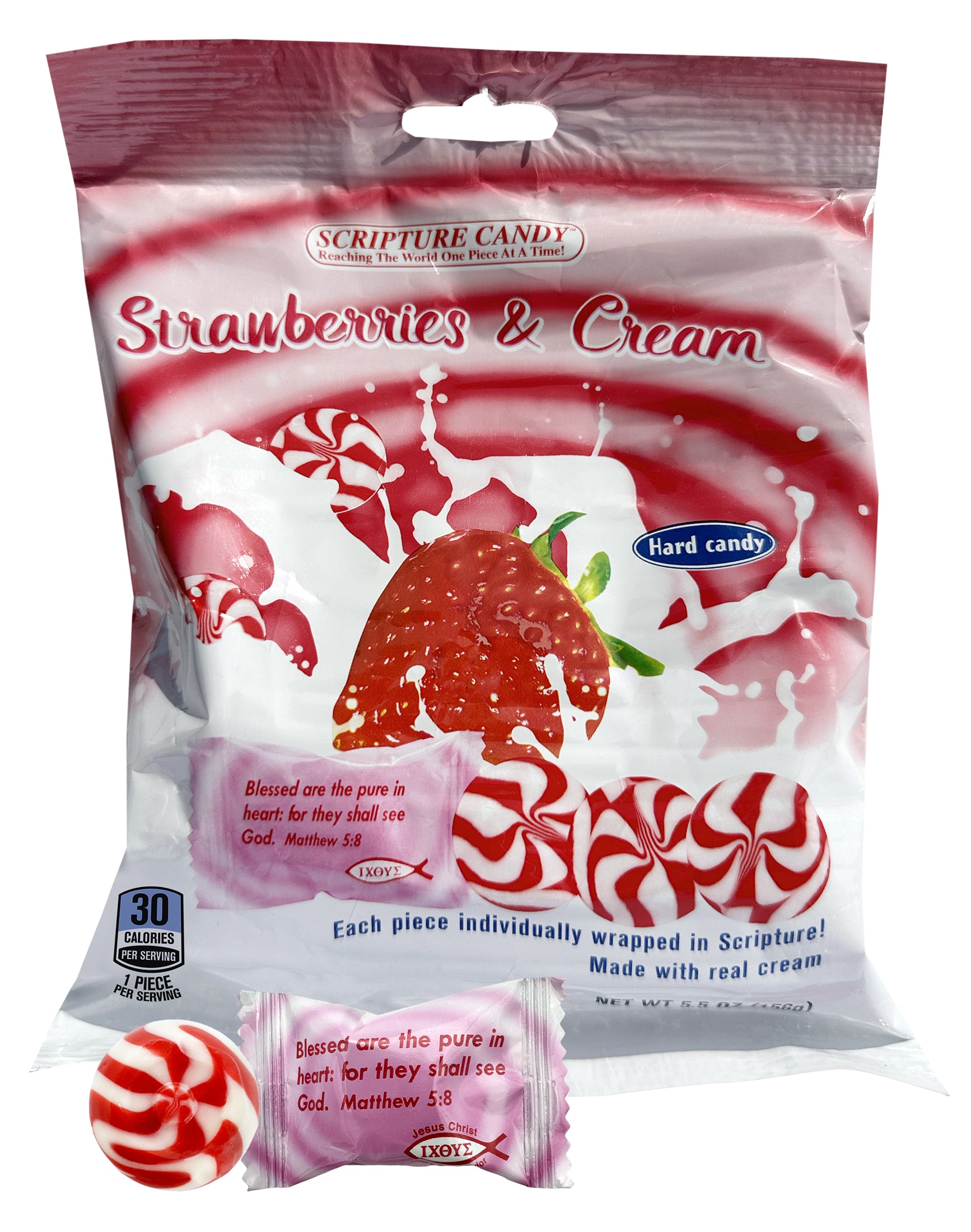 Strawberry & Cream Hard Candy 5.5 Ounce Bag, 25 Pieces – Scripture Candy