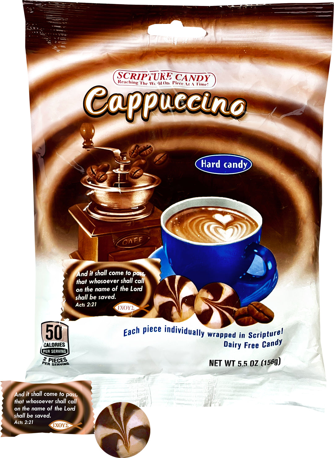 Coffee Cappuccino Flavored Hard Candy 5.5oz Bag, 25 Pieces – Scripture Candy