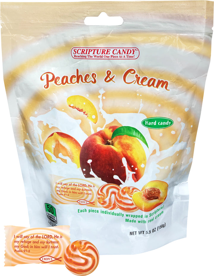 Peaches & Cream Hard Candy 5.5oz Stand-Up Pouch, 25 Pieces – Scripture ...