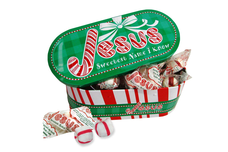 Jesus Sweetest Name I Know Christmas Tin with Soft Peppermint Candy, 4 ...