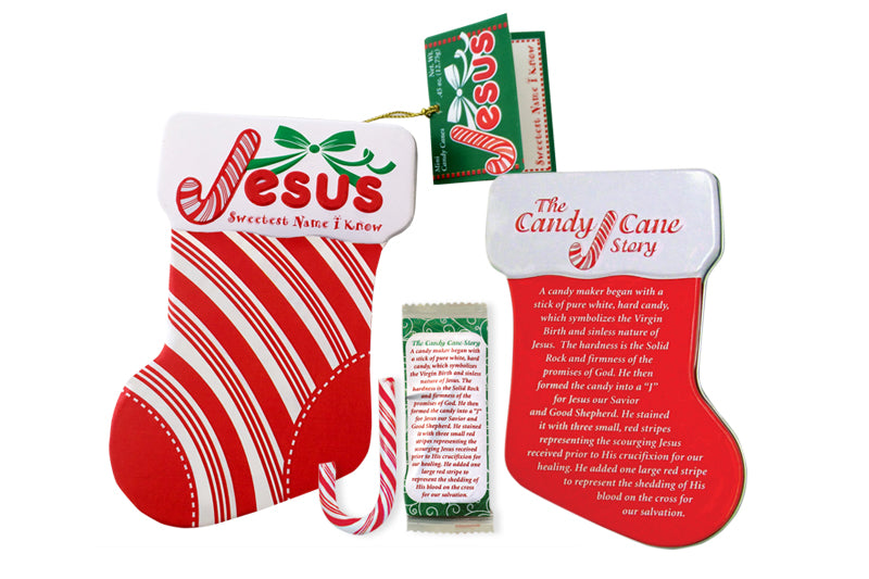 Jesus Sweetest Name I Know Mini Candy Cane Stocking Ornament Tin ...