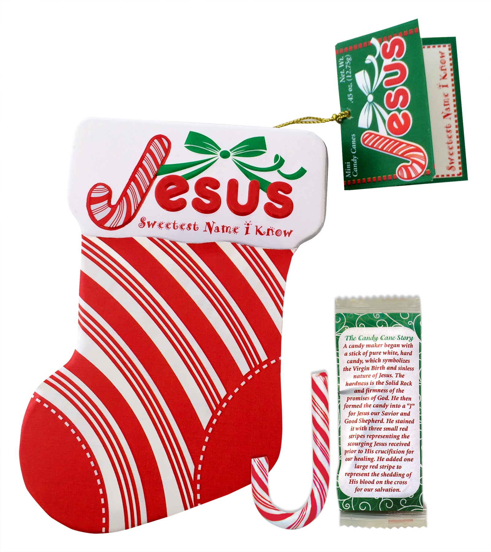 Jesus Sweetest Name I Know Mini Candy Cane Stocking Ornament Tin ...