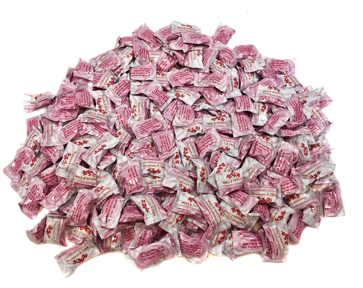Strawberries & Cream Hard Candy 2.5 Pound Bag, 180 Pieces – Scripture Candy