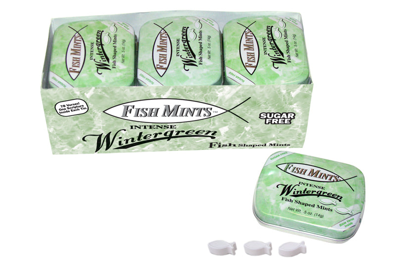 Sugar Free Fish Shaped Wintergreen Flavored Mints in a Pocket Sized Ti ...