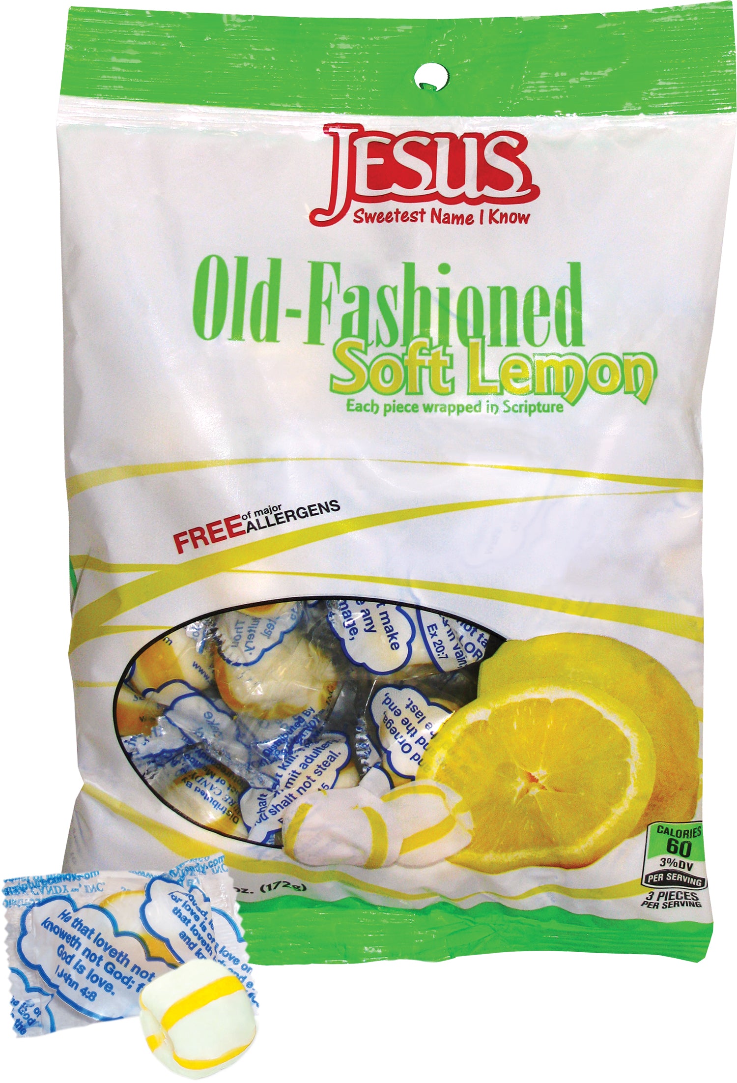 Old-Fashioned Soft Lemon Candy 6 Ounces, 28 Pieces – Scripture Candy