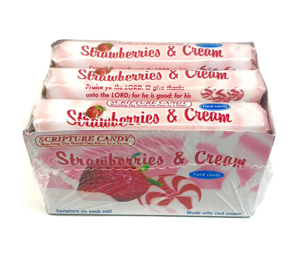 Strawberry & Cream Hard Candy Rolls, 9 Count – Scripture Candy